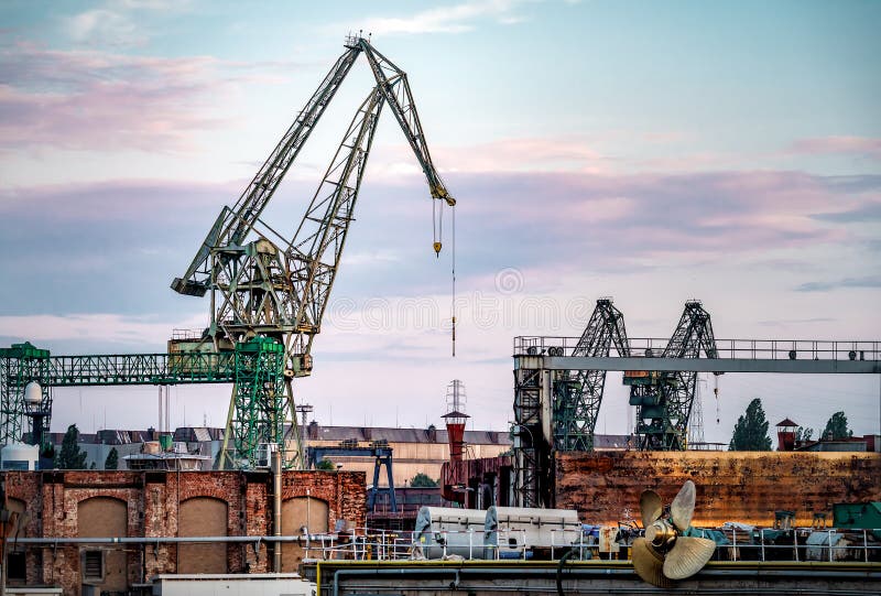 Large Working Port Crane. Industrial Landscape Stock Photo - Image of ...