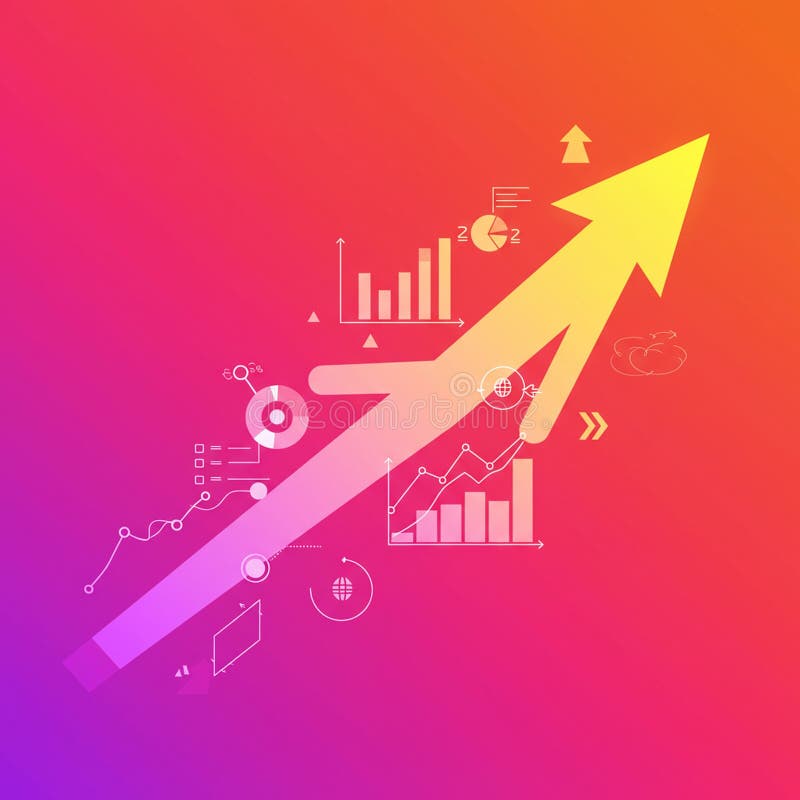 A Large Yellow Arrow Points Upward on a Gradient Background ...
