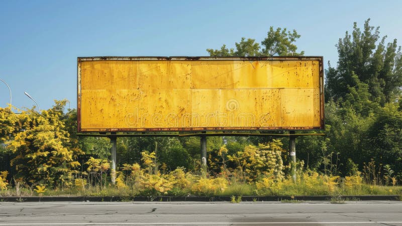 A Large Yellow Billboard Sitting on the Side of a Road, AI Stock Photo ...
