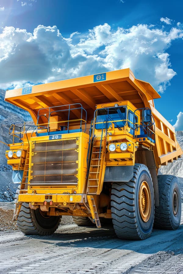 Large Yellow Coal Mining Truck in Open Pit Quarry for Extractive ...