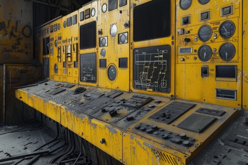 A Large Yellow Control Panel Inside a Building. Ideal for Technology ...