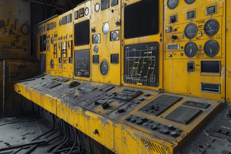 A Large Yellow Control Panel Inside a Building. Ideal for Technology ...