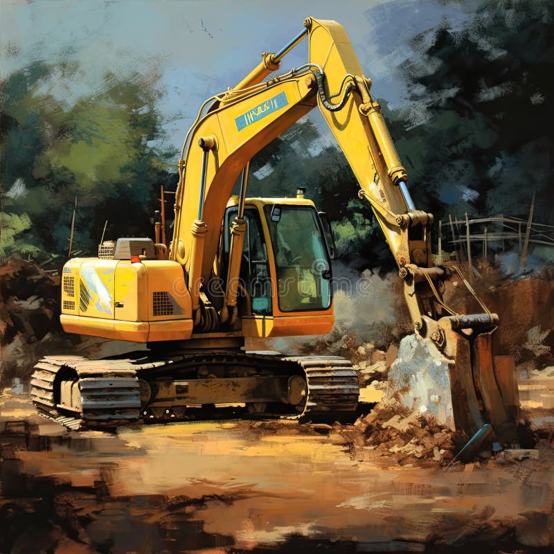 Large Yellow Crawler Excavator,AI Generated Stock Image - Image of ...
