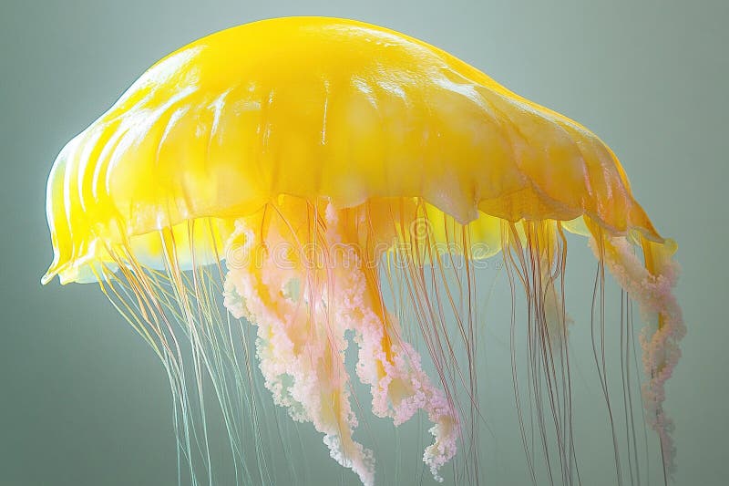 Large Yellow Jellyfish Isolated on Light Background. Generated by ...