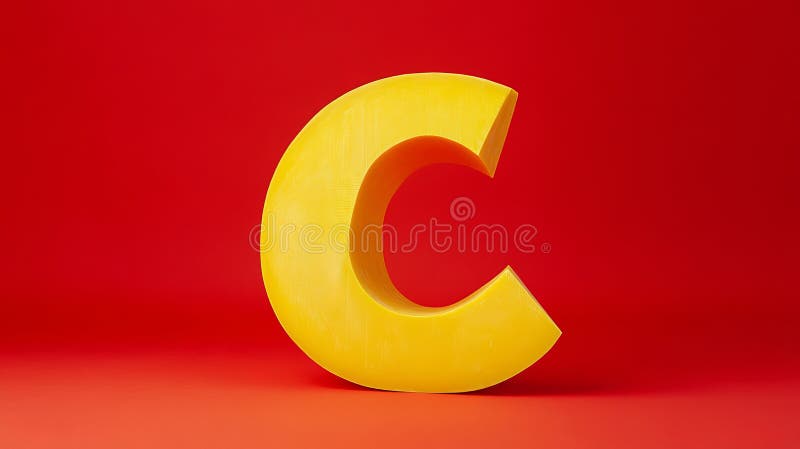 Large Yellow Letter C on a Bright Red Background, Bold Design Concept ...