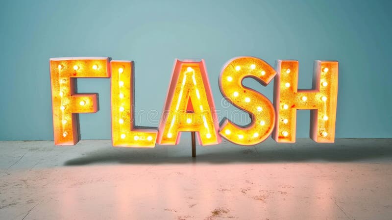 A Large Yellow Lighted Sign that Says Flash on it, AI Stock ...