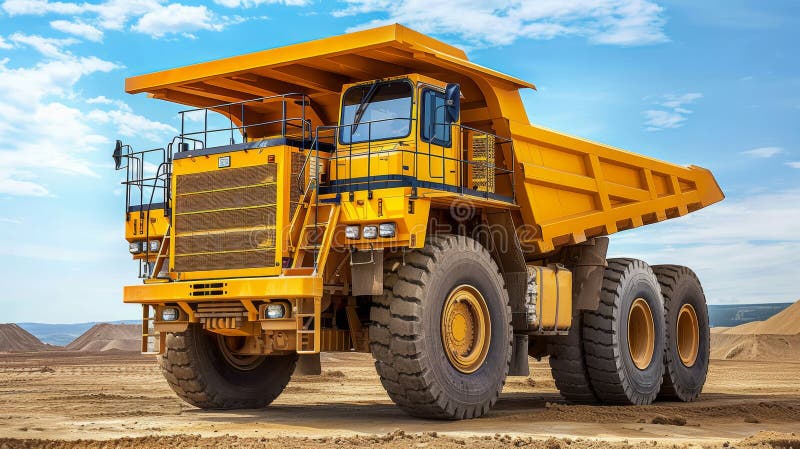 Large Yellow Mining Truck Operating in Open Pit Coal Mine Quarry for ...