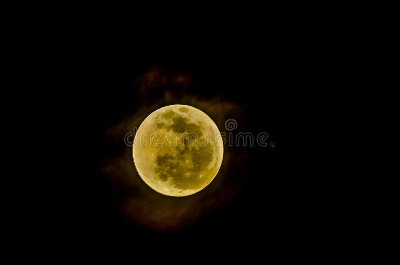 A Large Yellow Moon is in the Sky Stock Photo - Image of lunar, glow ...