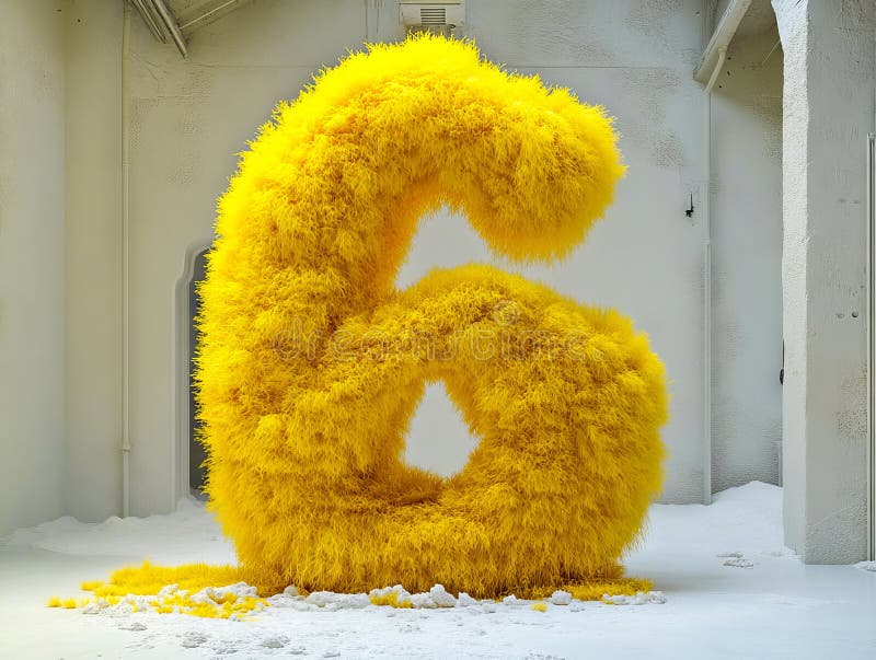 A Large Yellow Number 6 Made Out of Fluffy Yellow Feathers Stock Image ...
