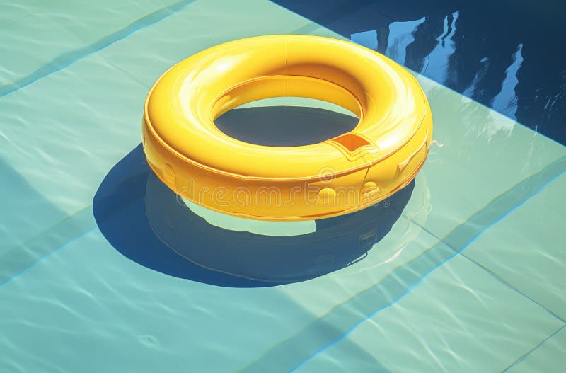 A Large Yellow Pool Ring is Floating in the Pool Stock Image - Image of ...