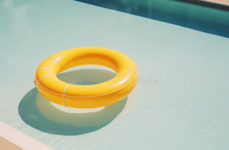 A Large Yellow Pool Ring is Floating in the Pool Stock Photo - Image of ...