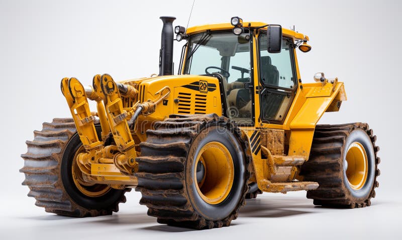 Large Yellow Tractor on White Surface Stock Image - Image of field ...