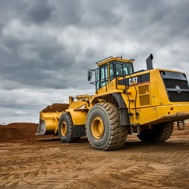 A Large Yellow Wheel Loader with a Robust Design is Parked on a ...