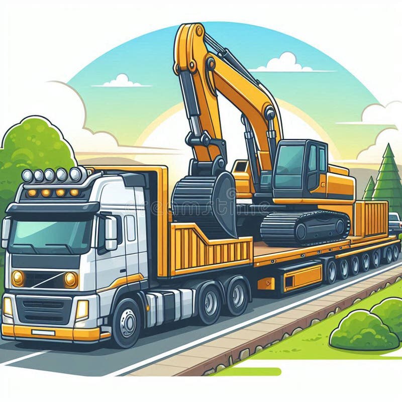 A Large Yellow and White Truck is Pulling a Large Yellow and White ...