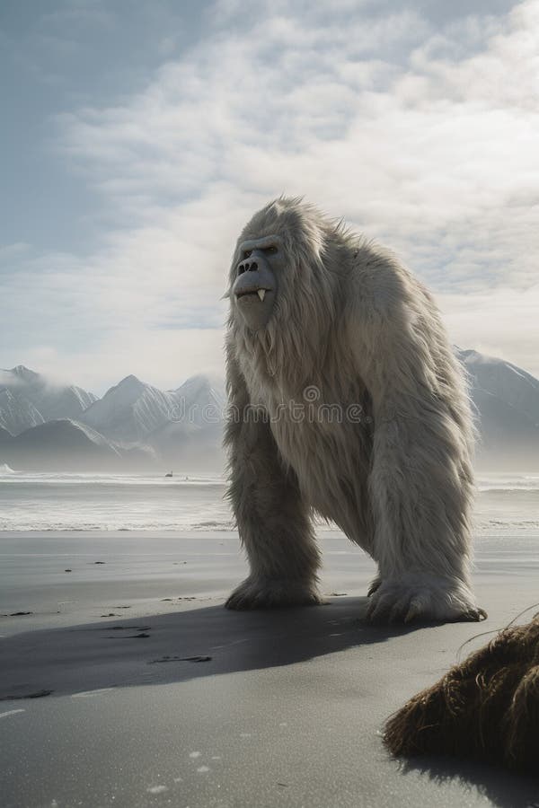 Large Yeti on a Beach. Generative AI Stock Illustration - Illustration ...