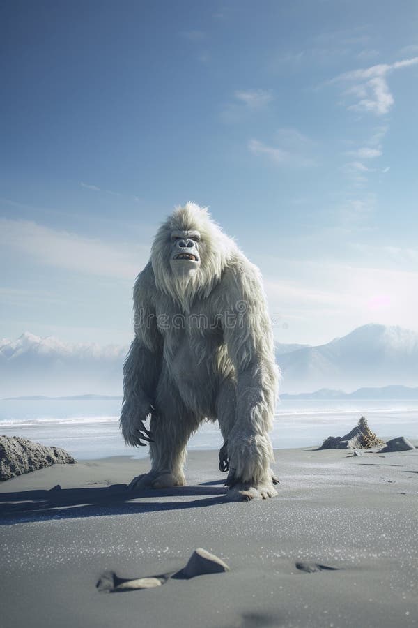 Large Yeti on a Beach. Generative AI Stock Illustration - Illustration ...