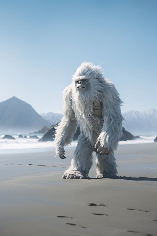 Large Yeti on a Beach. Generative AI Stock Illustration - Illustration ...