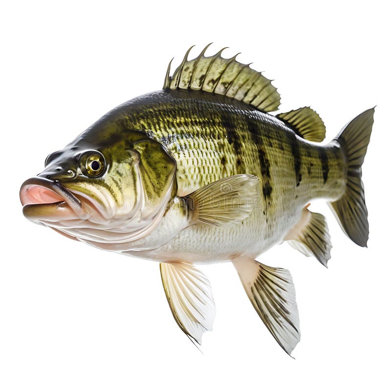 Largemouth Bass Isolated on a White Background Stock Illustration ...