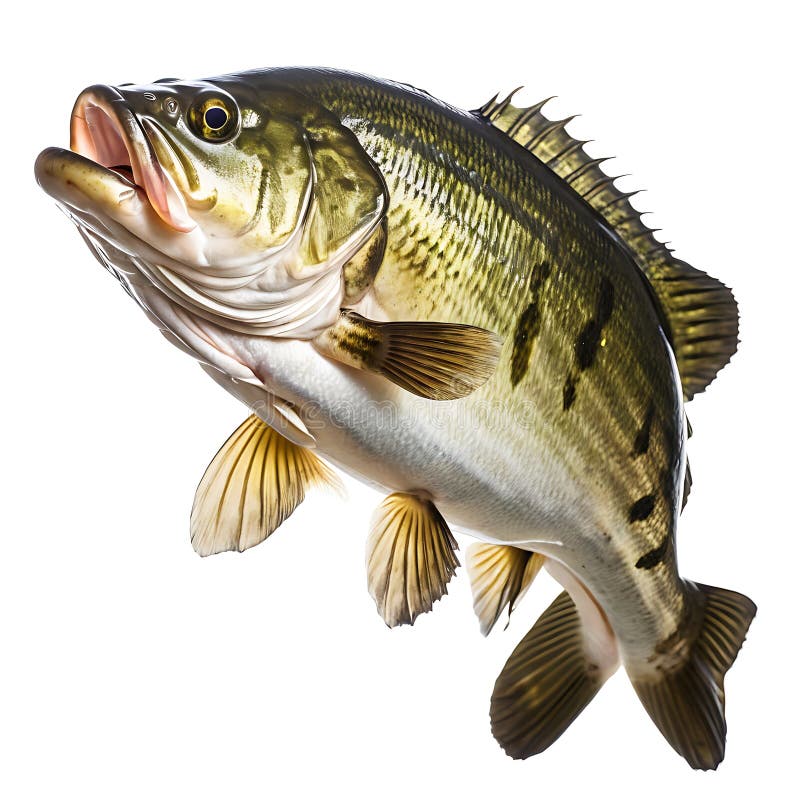 Largemouth Bass Isolated on a White Background Stock Illustration ...