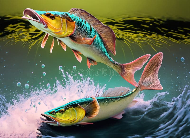 Largemouth Bass Jumping Spring Created. Generative AI Stock ...