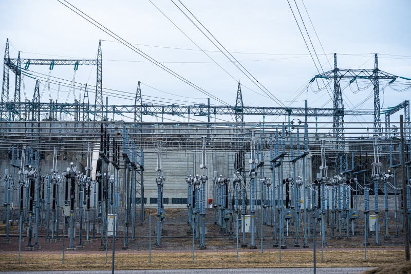 Larger Transformer Station Converting High Voltage.. Stock Image ...