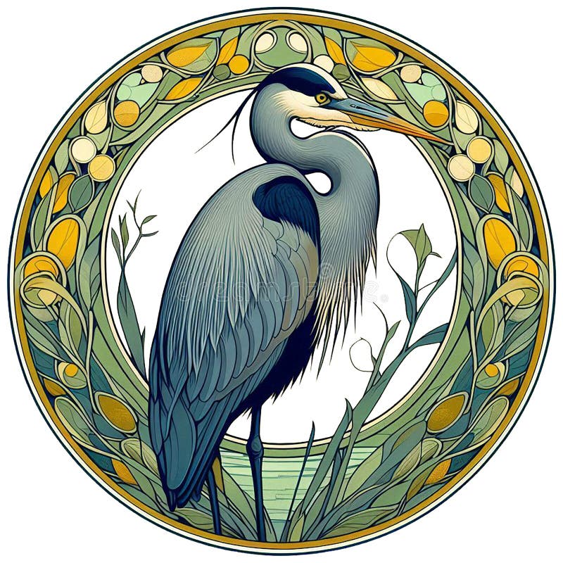 Great Blue Heron Decorative Stock Illustration - Illustration of ...