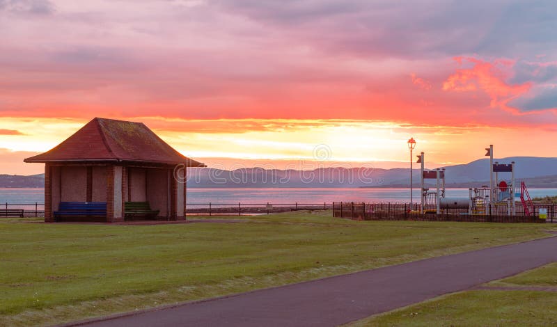 North Prom and the Town of Largs in Summer, Scotland. Stock Image ...
