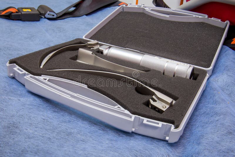 Laryngoscope for Intubation on a Blue Medical Cloth Stock Photo - Image ...