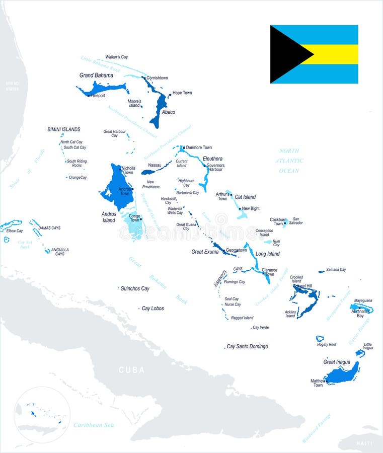 Las Bahamas - Mapa Y Bandera - Ejemplo Detallado Del Vector Stock de ...