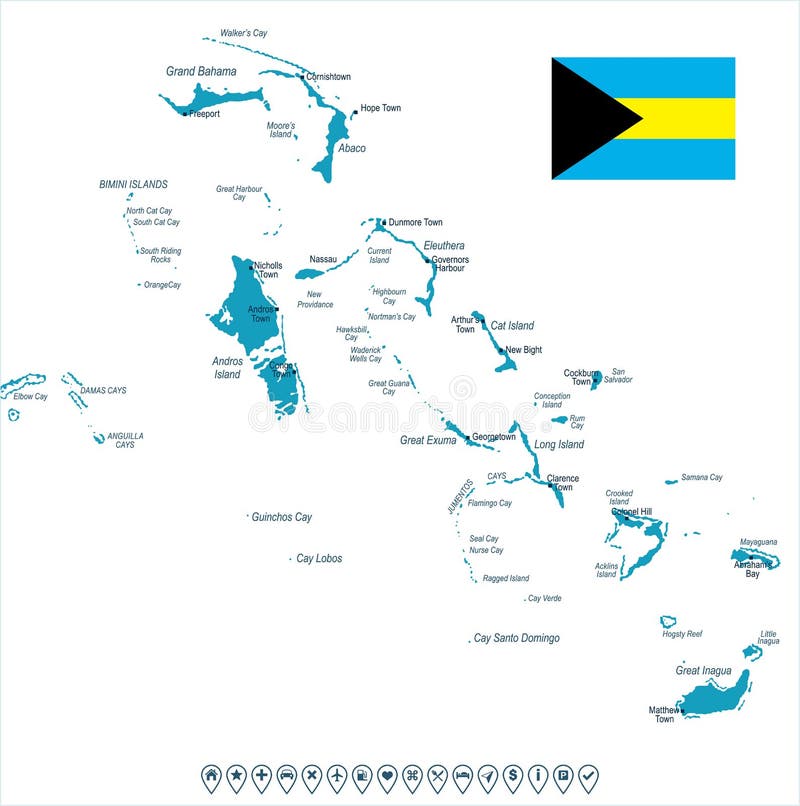Las Bahamas - Mapa Y Bandera - Ejemplo Detallado Del Vector Stock de ...