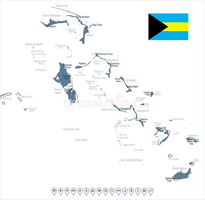 Las Bahamas - Mapa Y Bandera - Ejemplo Detallado Del Vector Stock de ...