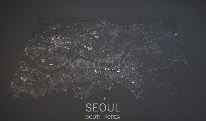 Las Calles Y Los Edificios 3d De Seul Trazan, Corea Del Sur Stock de ...
