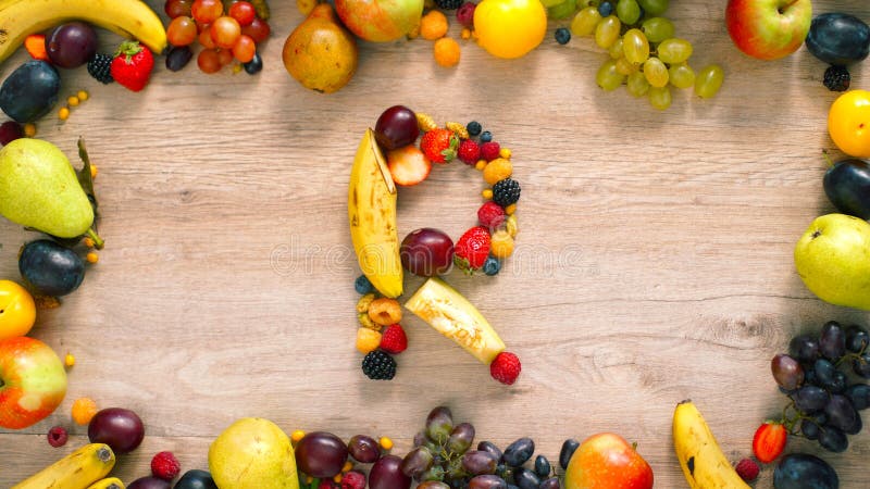 Las Frutas Hicieron La Letra R Imagen de archivo - Imagen de vegano ...