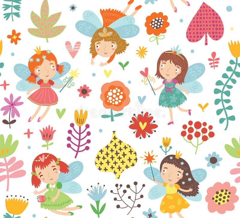 Las Hadas Sistema Floral Lindo Del Vector De Las Hadas Ilustración del ...