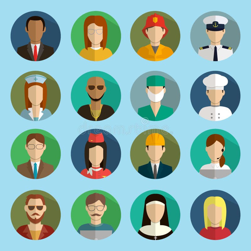 Las Profesiones Vector Iconos Planos Ilustración del Vector ...