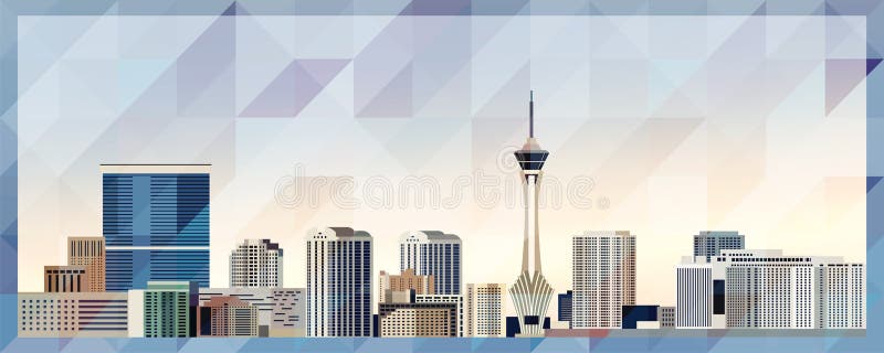 Las Vegas Skyline Vector Colorful Poster on Beautiful Triangular ...