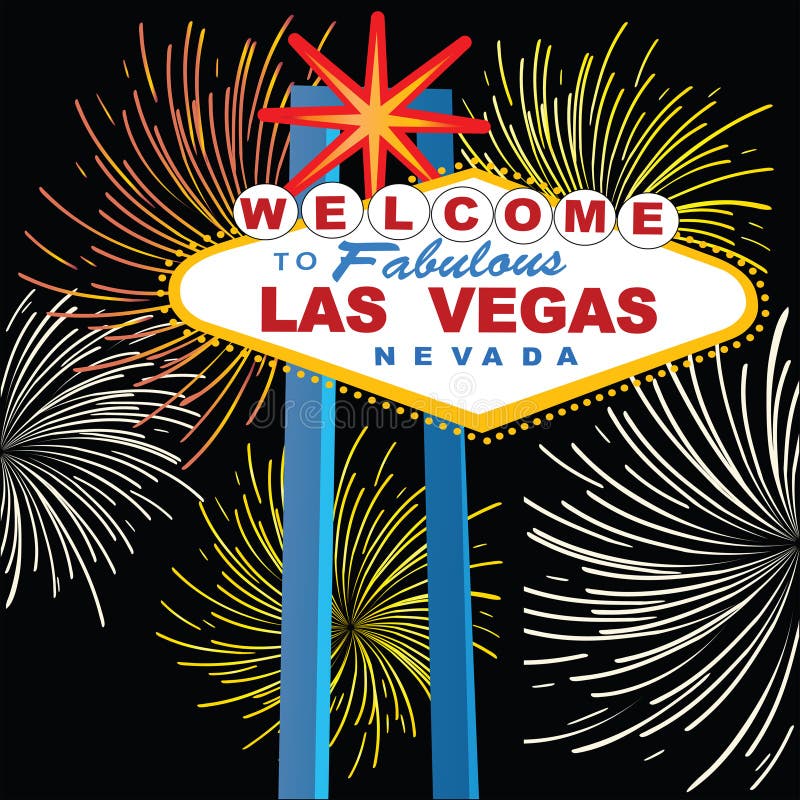 Las Vegas Sign with Fireworks Stock Vector - Illustration of culture ...