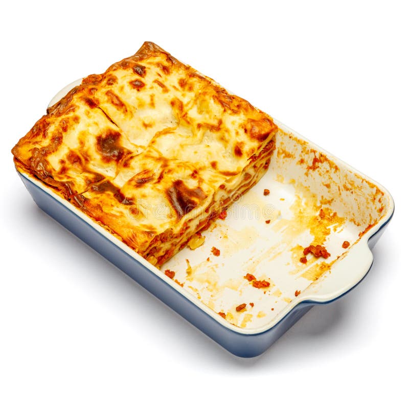 Lasagna in baking dish stock photo. Image of baked, basil - 92313344