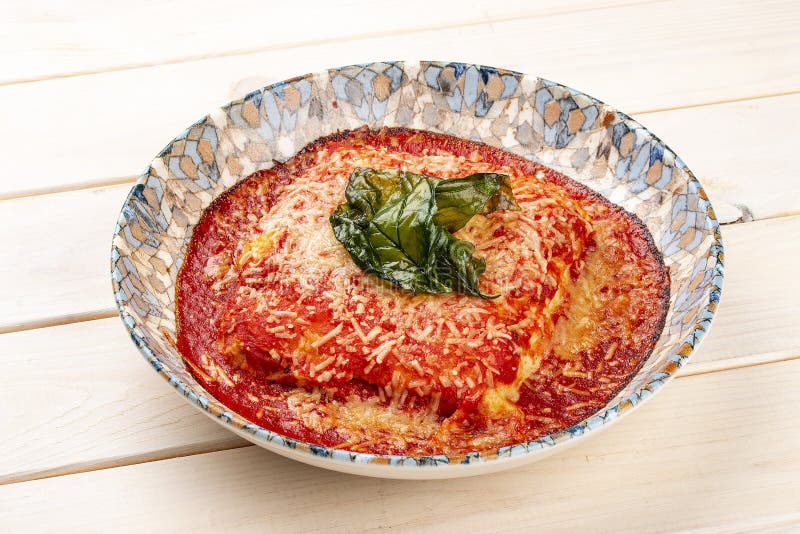 Lasagna in a Decorative Plate. Italian Dish Stock Image - Image of ...
