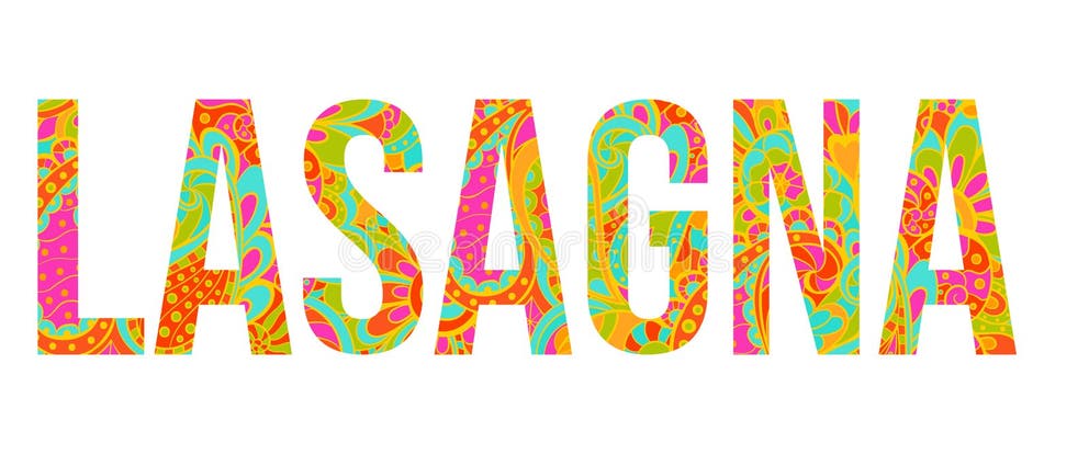 Lasagna Doodle Pattern Text Design Stock Vector - Illustration of label ...