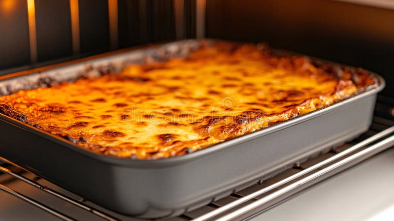 Lasagna with a Golden, Bubbling Cheese Topping Baking in the Oven Stock ...