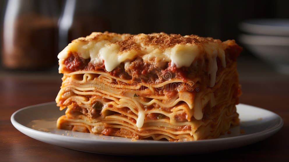 Lasagna with Multiple Layers of Pasta. Generative AI Stock Illustration ...