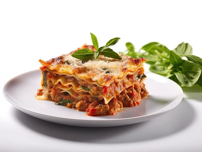 Lasagna on a Plate Decorated with Greens Stock Illustration ...