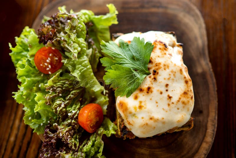 Lasagna Top View with Salad Stock Photo - Image of beef, lasagne: 160557644