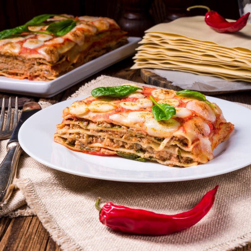 Lasagne stock photo. Image of beef, classic, baked, menu - 73595914