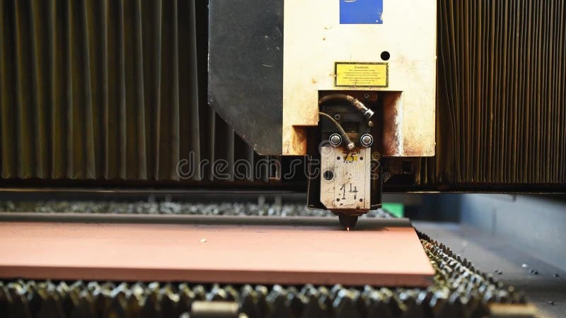 Laser Beam Cutting Machine during Processing Steel Sheet Stock Video ...