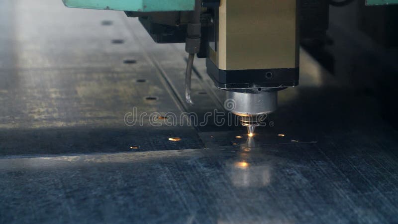 Laser Beam Cutting Rectangular Hole in Metal Sheet According To ...