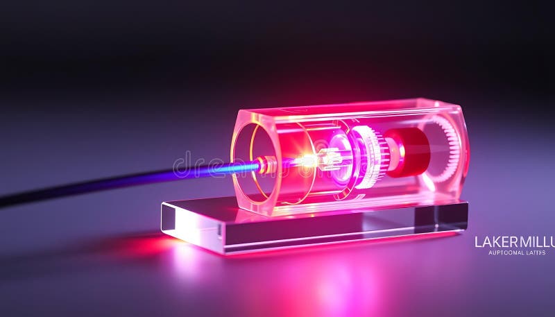 Laser Beam in Glass Cube, Technology, Science, and Futuristic Light ...