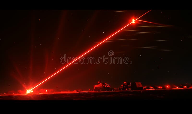 The Laser Beam Hits the Drone. the Drone Explodes. Concept of the ...