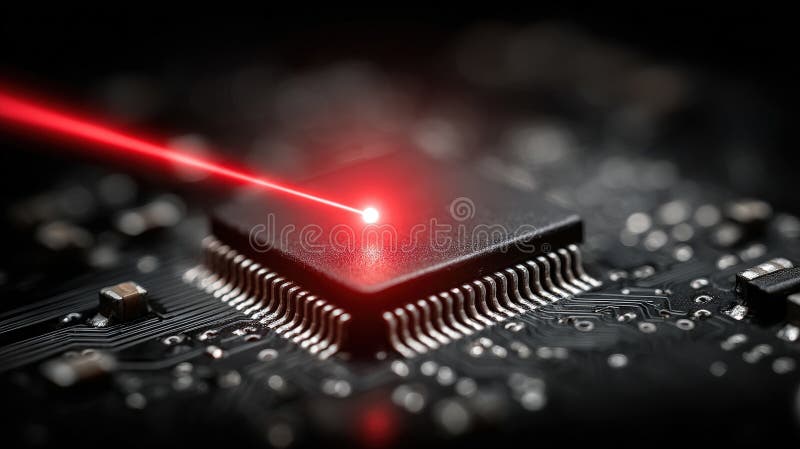 Laser Beam Hits Microchip Technology Stock Illustration - Illustration ...